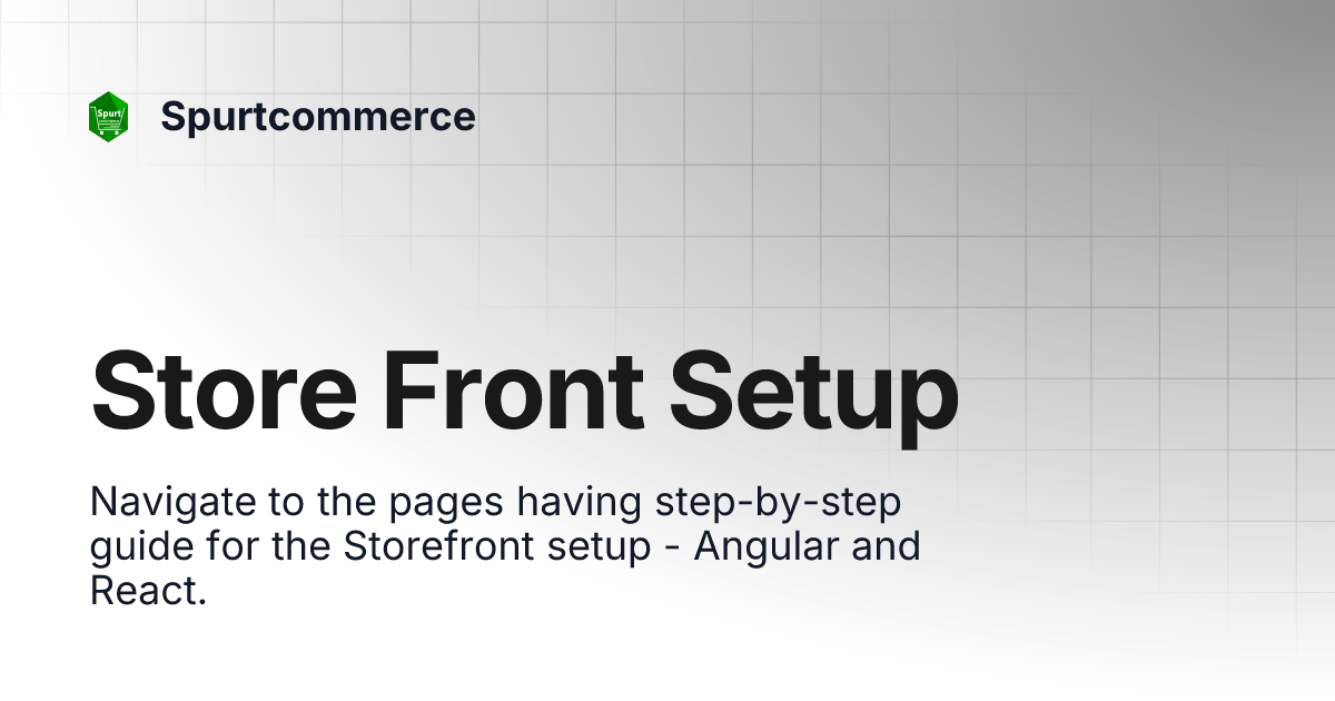 Store Front Setup | Spurtcommerce