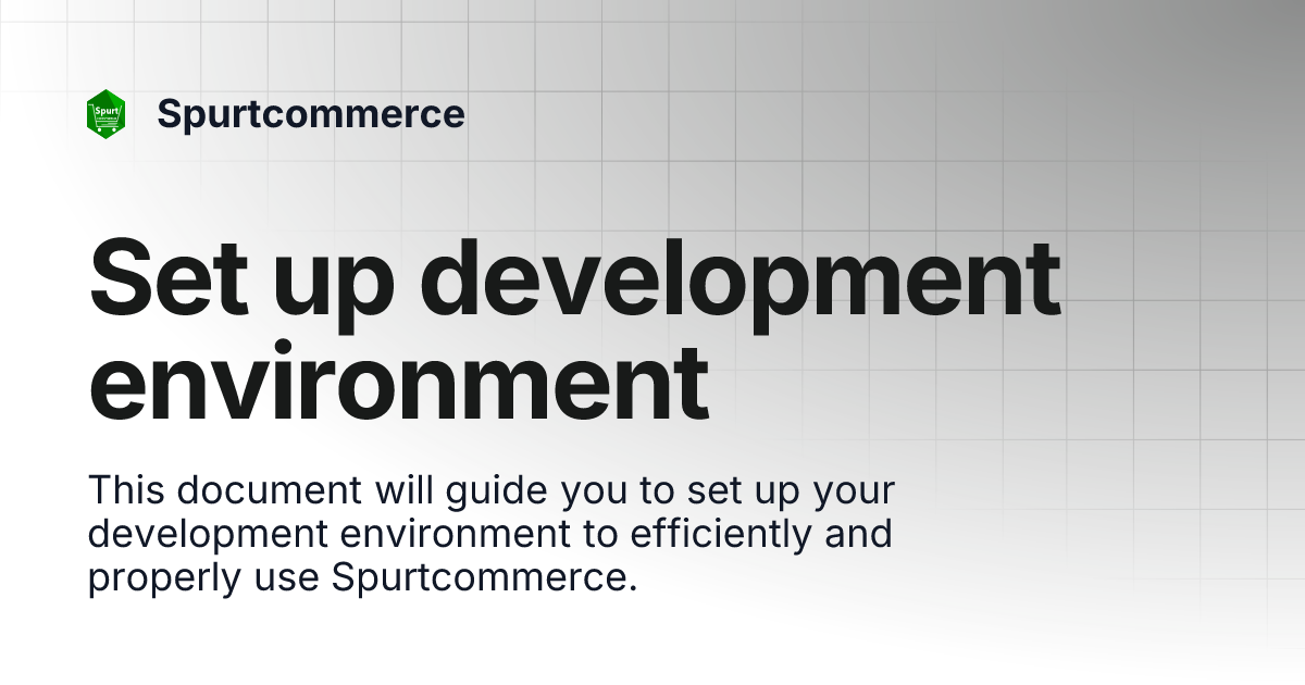 Set up development environment | Spurtcommerce